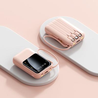 China Socket Standard 10000mAh Mini Power Bank LED Display Carregador de energia com 4 cabos à venda