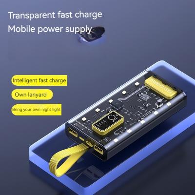 China TIPO-C Interface de entrada Banco de energia transparente 10000mAh fonte de alimentação móvel para iPhone 15 14 à venda