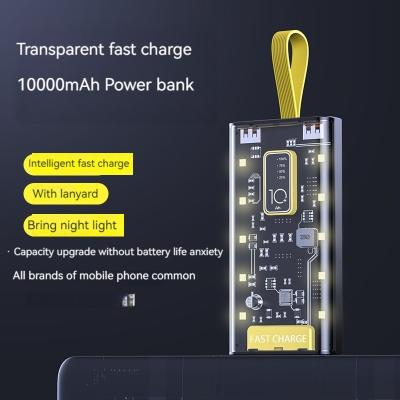 China TIPO-C Interface de entrada Banco de energia transparente 10000mAh fonte de alimentação móvel para iPhone 15 14 à venda