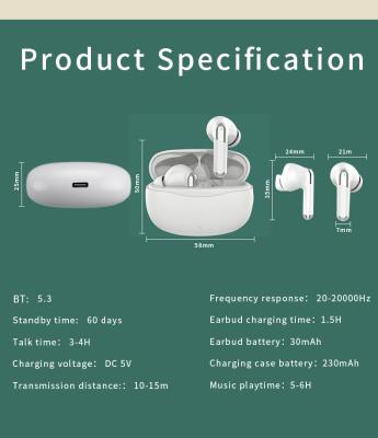 China Fones de ouvido TWS sem fio de baixa latência ANC ENC Earbud com molde privado e ecrã digital à venda
