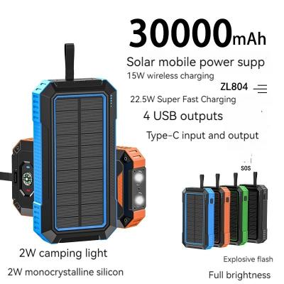 Cina Potenza di uscita 15W Private Mold Wireless Charging Solar Power Bank per iPhone 30000mAh in vendita