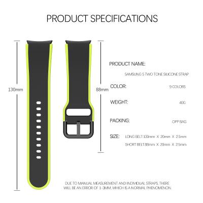 Cina Samsung Galaxy Watch 5 40mm 44mm Strappo di silicone con doppia faccia Design Band Larghezza 20mm in vendita