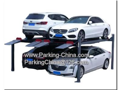 China Space Saving 4 Post Parking Lift 6 Meters Platform Steel Structure 4 Car Capacity Emergency Stop for sale