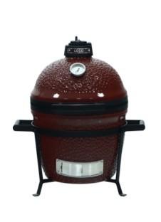Glossy Deep Red Portable Kamado Grill 13 Inch Heat Resistant Easy Operation