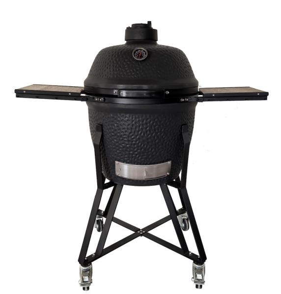 Smooth Glaze 18'' Kamado Grill Ceramic Kamado BBQ Power Saving Adjustable