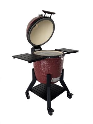 Cina 22 pollici Kamado Grill E Fumatore Glossoso Rosso profondo Ceramica Uovo Barbecue in vendita