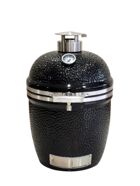 Polished Glossy Black Built In Kamado Grill Safety Operation Charcoal Saving