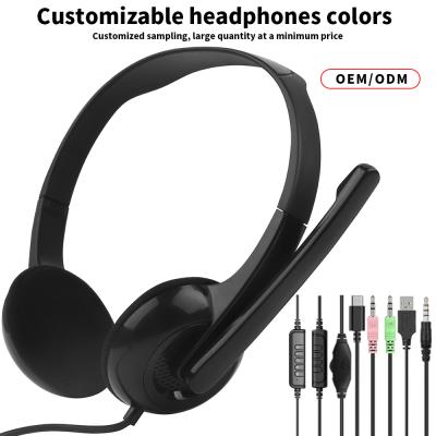 China JTY-469 Wired Stereo Headset with Noise Cancelling Microphone, Over Ear PC Headphone with Inline Control, Multiple Connectors Optional, Support OEM ODM Customization for Office & Online Class for sale