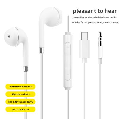 China JTY-PG01 Wired In-ear Earphones with Microphone, Stereo Half Earbud Headset, 3.5mm Jack & Type-C Optional, Inline Volume Control for Phone Laptop Music & Calls for sale