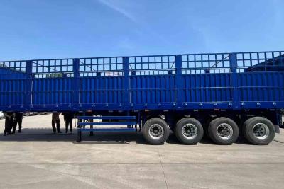 China 4 Axle Fence-Type Cargo Semi-Trailer with 80 Tons Payload and Heavy-Duty Mechanical Spring Suspension for sale