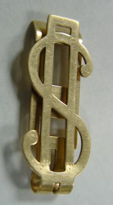 China Gold Dollar Sign Money Clip Dollar Symbol Money Clip 14K Gold for sale