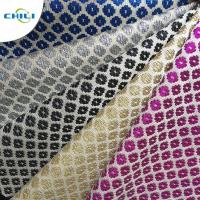 China Stripe pattern mesh glitter fabric shoe leather for sale