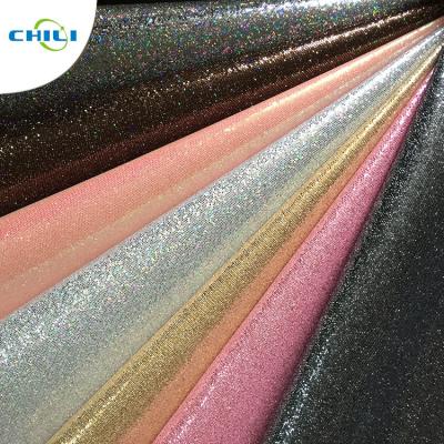 Cina Nuova progettazione che splende il tessuto materiale di cuoio di scintillio della maglia dell'unità di elaborazione per le scarpe in vendita
