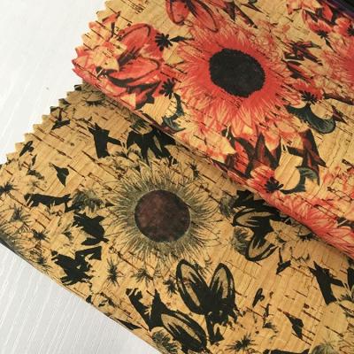 China high quality new colorful  printed Natural cork leather Fabric patterned with candy for sale