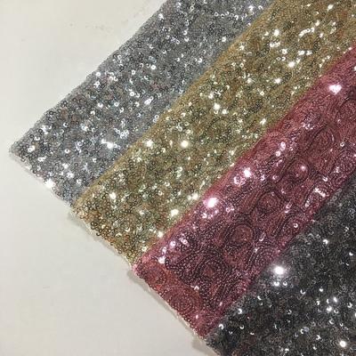 China Modern Silver Sequin Fabric , Sequin Lace Fabric Sparkly Mesh Garment Applied for sale