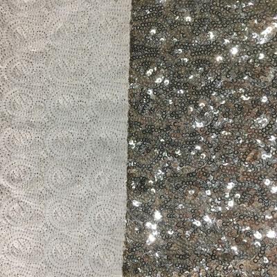 China Modern Silver Sequin Fabric , Sequin Lace Fabric Sparkly Mesh Garment Applied for sale