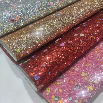 Cina 54/55' 50m/Roll polimero Clay Glitter Leather Fabric in vendita