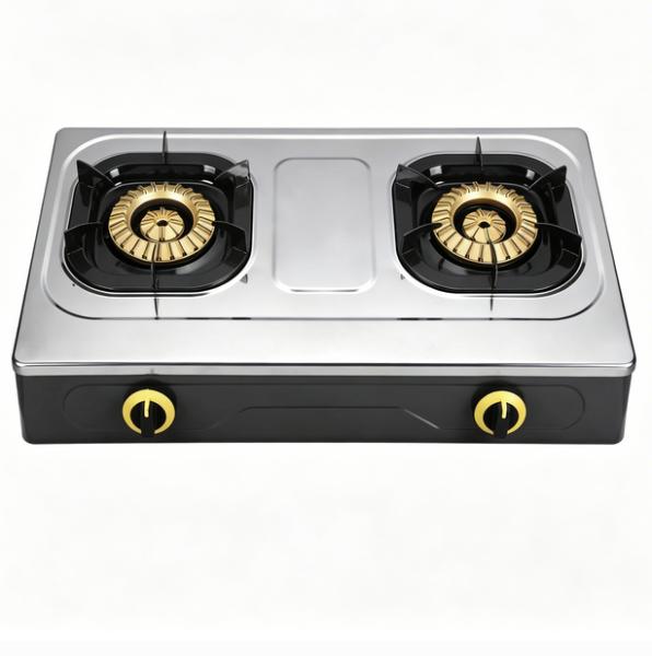 Quality SS double Burners Table Top Gas Stove Stainless Steel Indoor ODM OEM Manufacturer for sale