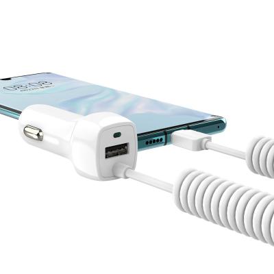 China Snelle de Telefoonlader van 5V 3.4A 5Ft 1.5M Spring Flexible Cable 2 in 1 Autolader Te koop