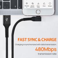 China 90 Degree USB Lightning Charging Cable Sync Data PD 18W Charging for sale