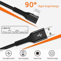 China 90 Degree USB Lightning Charging Cable Sync Data PD 18W Charging for sale