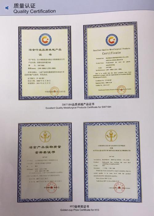 Excellent-Quality Metallurgical Products Certificate - Guangzhou Changfeng Steel Co., LTD
