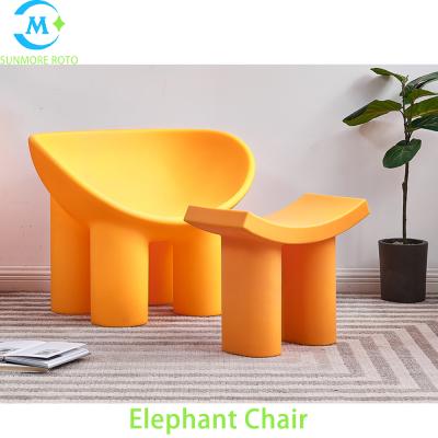 China SUNMORE Orange Rotomolded Elephant Chair Set, Modern Sculptural Lounge Chair & Matching Stool for sale