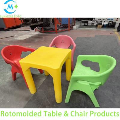 China Custom Rotomolded Kids Plastic Table And Chair Set, Multi-Color Anti-UV LLDPE Children Table Chair For Kindergarten & Home Outdoor Use for sale