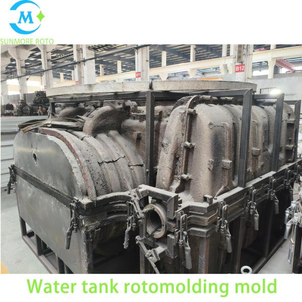 Quality SUNMORE ROTO Custom Cast Aluminum Rotomolded Water Tank Mold, Thick Welded Steel Frame Rotational Mould For Large Capacity LLDPE Plastic Storage Water Tank Production for sale