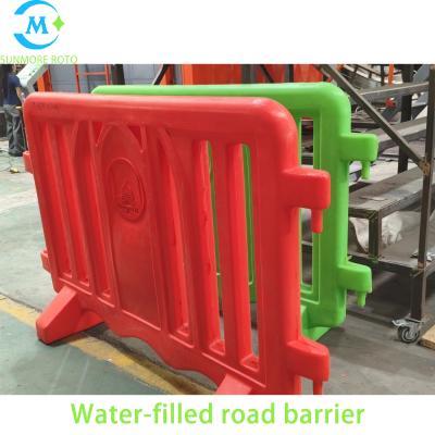China SUNMORE ROTO OEM Custom Rotomolded PE Water Filled Road Barrier, Hollow Plastic Traffic Isolation Fence With Custom Embossed Pattern & Body Color for sale