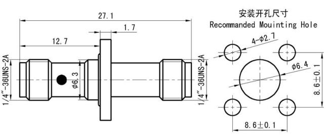 SMA Female to SMA Female RF Coaxial Adapter - Flange Through-Wall Type