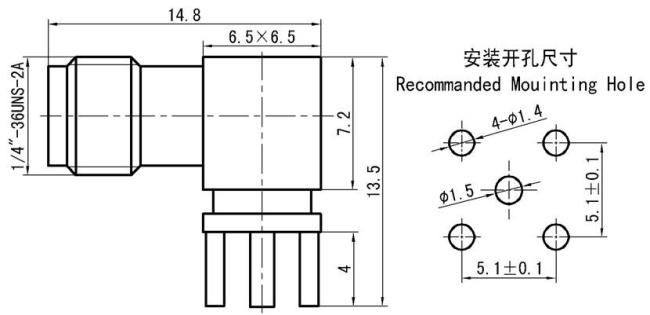 SMA Female Right Angle PCB Soldered Mount Microstrip RF Coaxial Connector