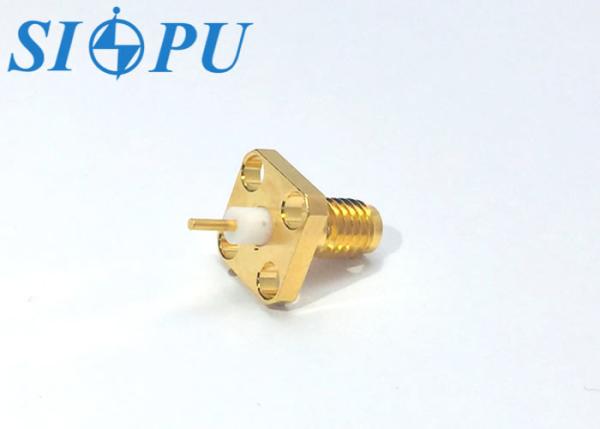 Quality Brass RF Coaxial Female SSMA Connector Four Hole Flange Mounted for sale