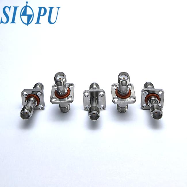 SMA Female to SMA Female RF Coaxial Adapter - Flange Through-Wall Type