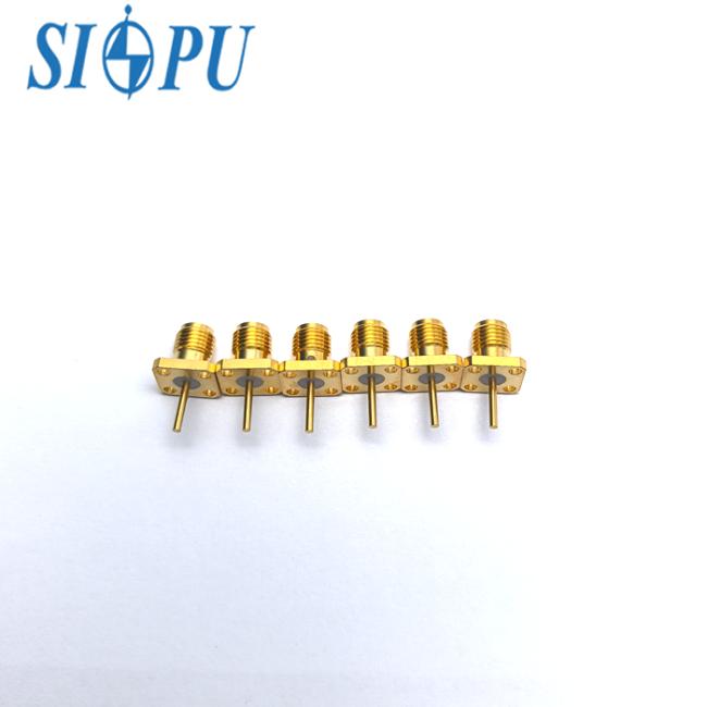 SMA Female Mini Flange Gold-Plated RF Coaxial Connector Receptacle