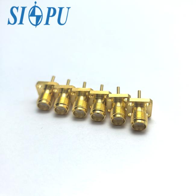 SMA Female Mini Flange Gold-Plated RF Coaxial Connector Receptacle