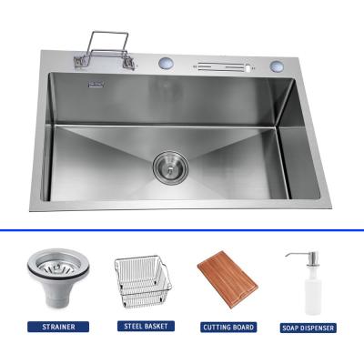 China 18 Gauge Handmade Kitchen Sink With Rear Drain Placement for sale
