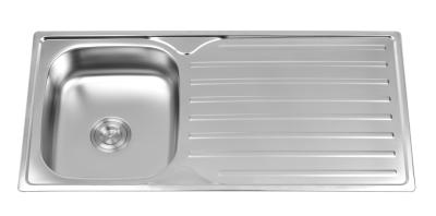China OEM Size Topmount Kitchen Sink Singl Bowl with Drainboard Minimum Cabinet Size 33 Inches for sale