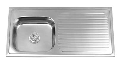 China OEM Size Topmount Kitchen Sink Singl Bowl with Drainboard Minimum Cabinet Size 33 Inches for sale