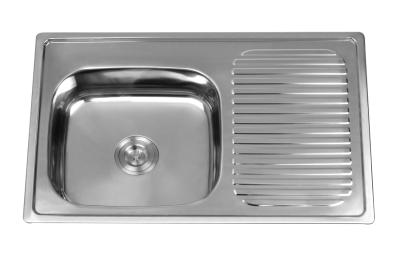 China OEM Size Topmount Kitchen Sink Singl Bowl with Drainboard Minimum Cabinet Size 33 Inches for sale
