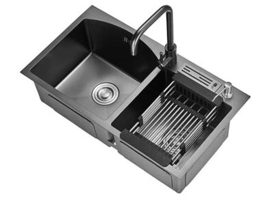 Китай Кран включен черный из нержавеющей стали двойной раковины с черным отделкой 2 канализации продается