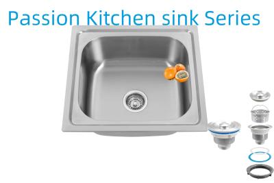 China 1 Bowl Topmount Kitchen Sink with 18/10 Chromium/Nickel Stainless Steel Rectangular Design for sale