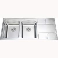 China Centro de drenagem de colocação retângulo aço inoxidável Double Bowl Sink com até a você transbordar à venda