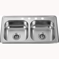 China 33' furos de X19 4 escovaram o dissipador dobro de aço inoxidável Topmount da bacia à venda