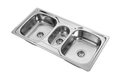 Cina acciaio inossidabile triplo di 205mm 	Corrosione del lavandino di cucina di Topmount anti in vendita