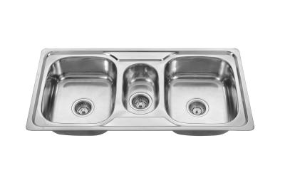 Cina acciaio inossidabile triplo di 205mm 	Corrosione del lavandino di cucina di Topmount anti in vendita