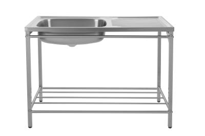 China Hotel Self Rimming Polished Stainless Kitchen Sink With Stand 100cm for sale