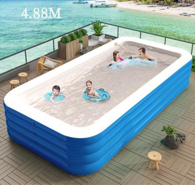 China Inflatable Swimming Pool Factory Wholesale New Blue White 3-Meter 3-Layer Rectangular PVC Adults Children Infants Home Use for sale