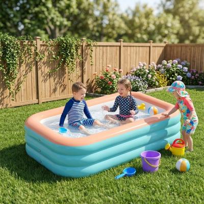 China Cross-border PVC Inflatable Rectangular Swimming Pool Portable Large-sized for Infants Adults Home Use Bathing Pool for sale