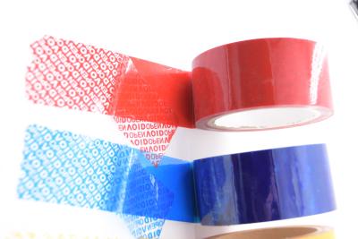 China Custom Logo Blue Anti - Counterfeit Tamper Seal Tape Evident Security Sealing Tape for sale